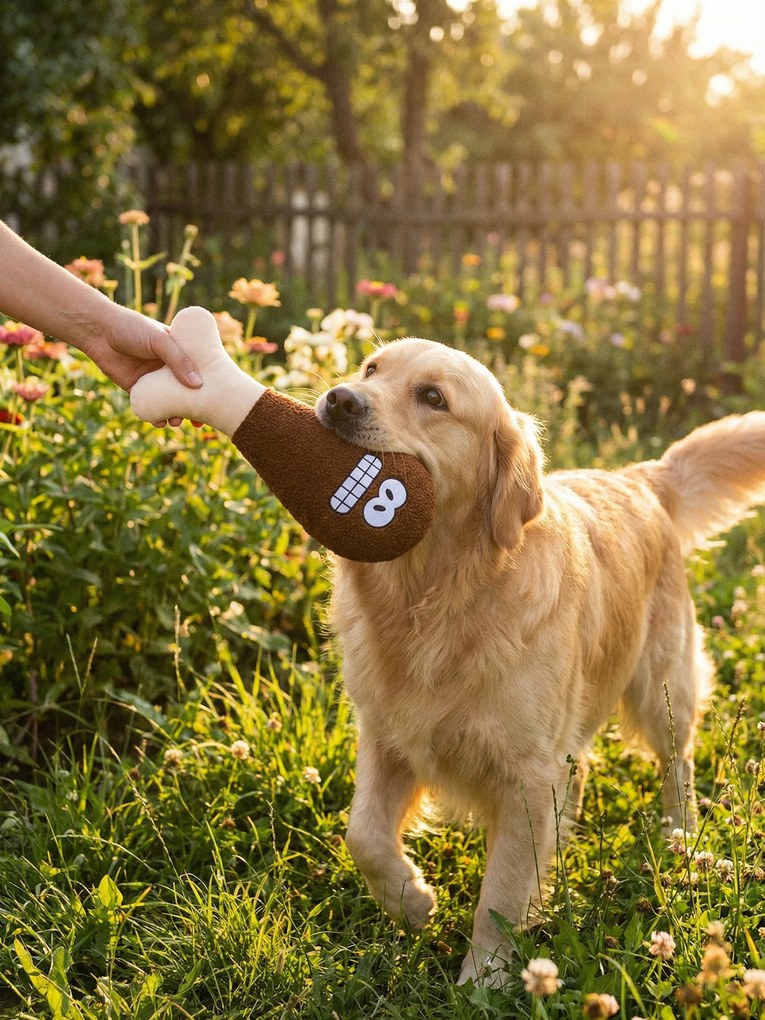 Sinsay - Plyšová hračka pro psa s pískátkem ve tvaru kuřecího stehna - hnědá