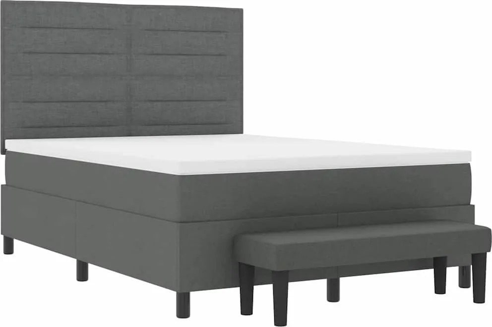 Postel s boxspringem s polštářem Tmavě šedá 140 x 190 cm textil 3343989