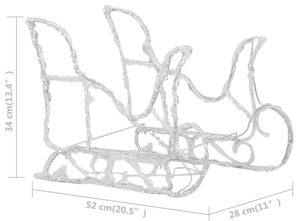 vidaXL Marketos Vánoční sobi se sáněmi 280 x 28 x 55 cm akryl