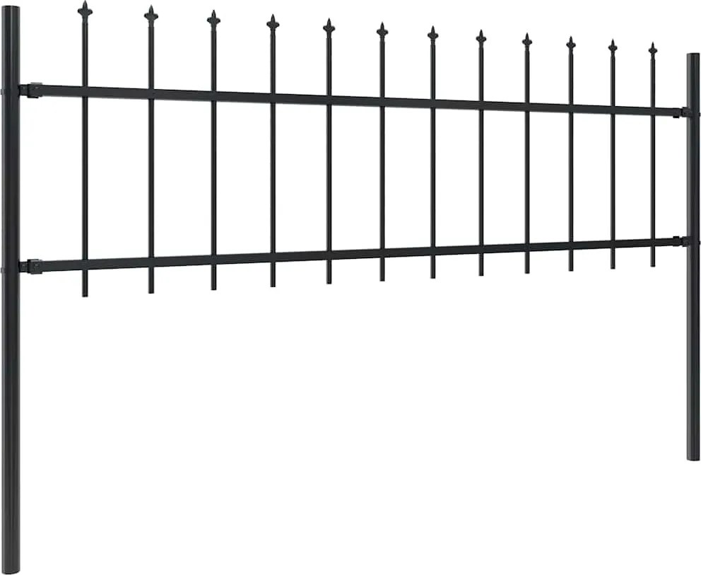 Zahradní plot s kopím nahoře ocelový 1339 x 60 cm černý 277600