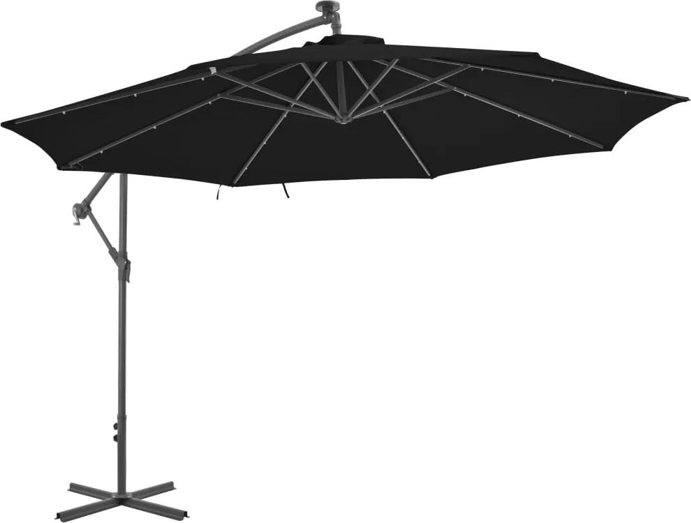 Konzolový slunečník Galantis s hliníkovou tyčí - černý | 350 cm