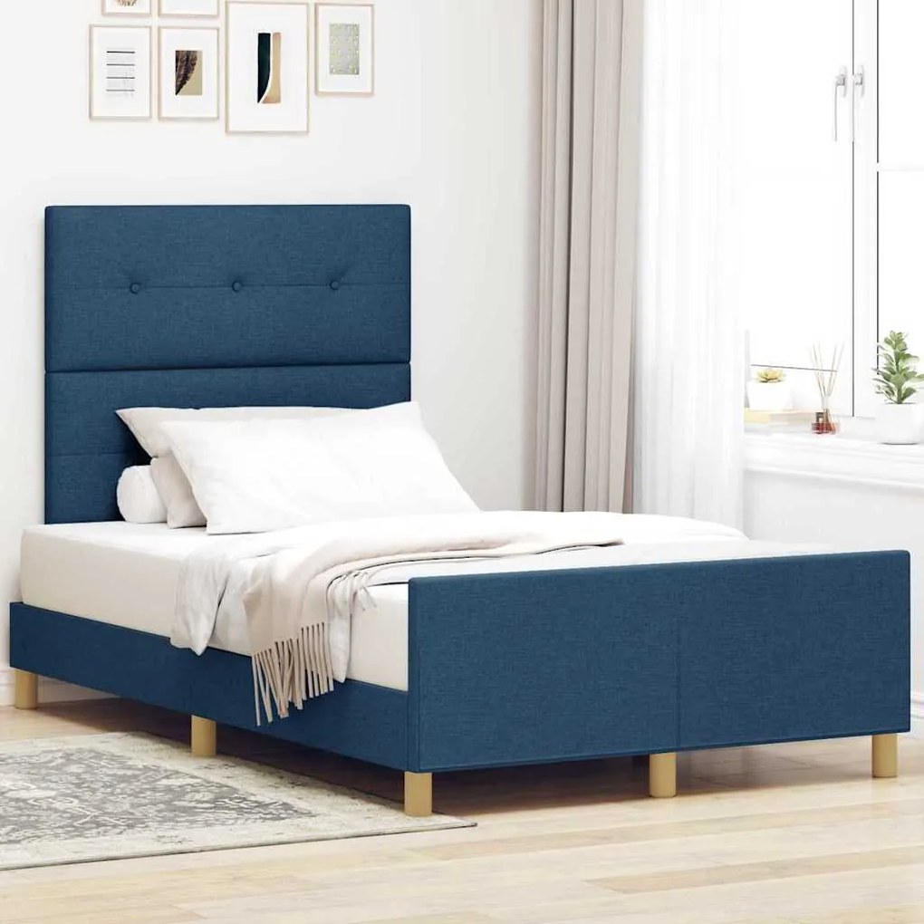 Rám postele s čelo Modrá 120 x 190 cm textil 3344717