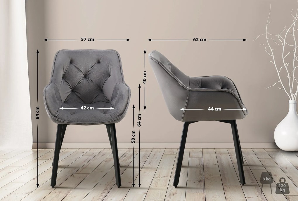 Jídelní židle Antigo samet – tmavě šedá