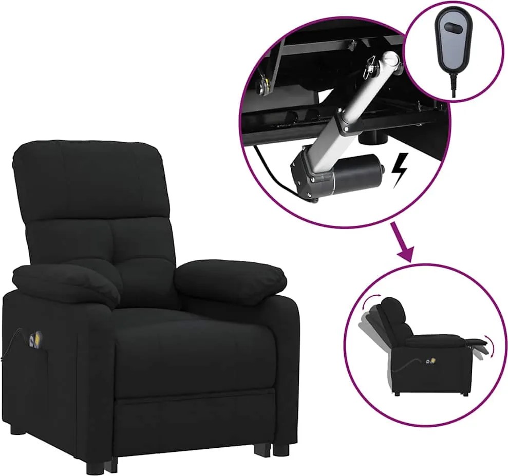 Elektrické masážní křeslo černé textil 3073814