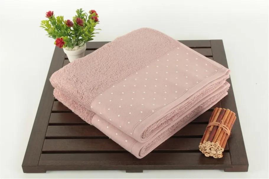 Sada 2 pudrově růžových bavlněných ručníků Patricia, 50 x 90 cm