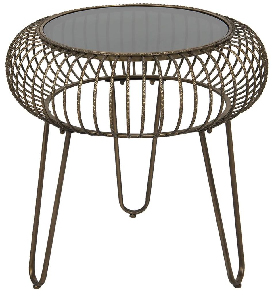 Kovový odkládací stolek Fabio se skleněnou deskou- 48*47 cm