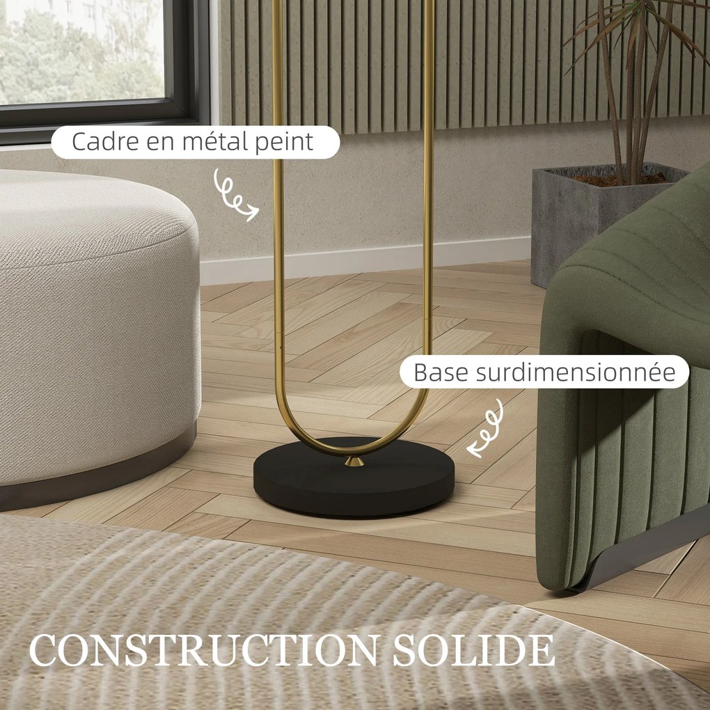HOMCOM Stojací Lampa s Lněným Stínidlem E27 Moderní Styl Stojací Lampa s Nožním Spínačem pro Obývací Pokoj a Ložnici 156 cm Zlatá a Černá | Aosom