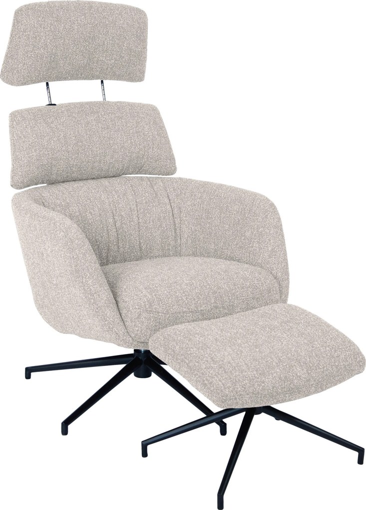 XXXLutz RELAXAČNÍ KŘESLO S TABURETEM, kov, textil, černá, béžová Dieter Knoll - Relaxační křesla - 001261001102