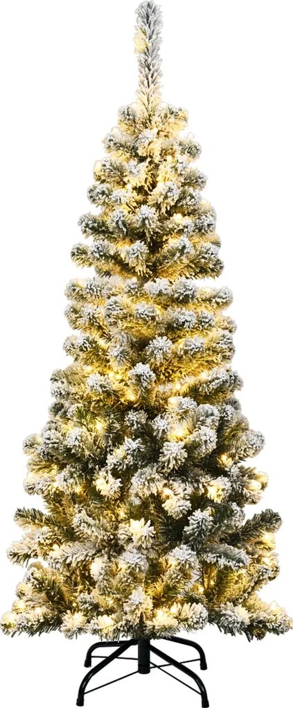 Costway 135 cm umělá tužka Vánoční stromeček se sněhem a 150 LED světýlky