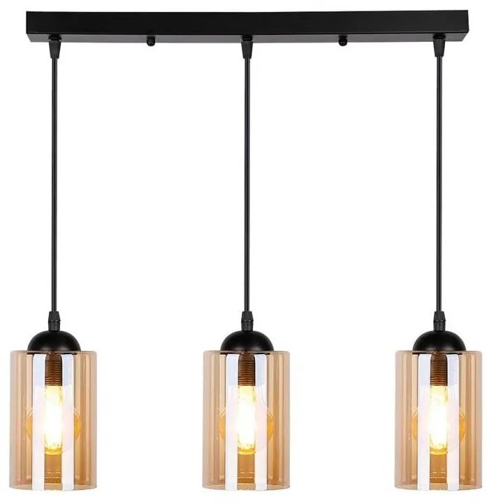 Černé závěsné svítidlo se skleněným stínidlem 10x55 cm Bistro – Candellux Lighting