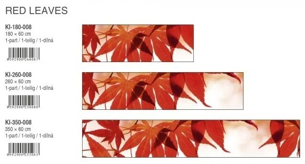 DIMEX | Fototapeta do kuchyně Červené listy KI-180-008 | 180 x 60 cm | červená, bílá, hnědá