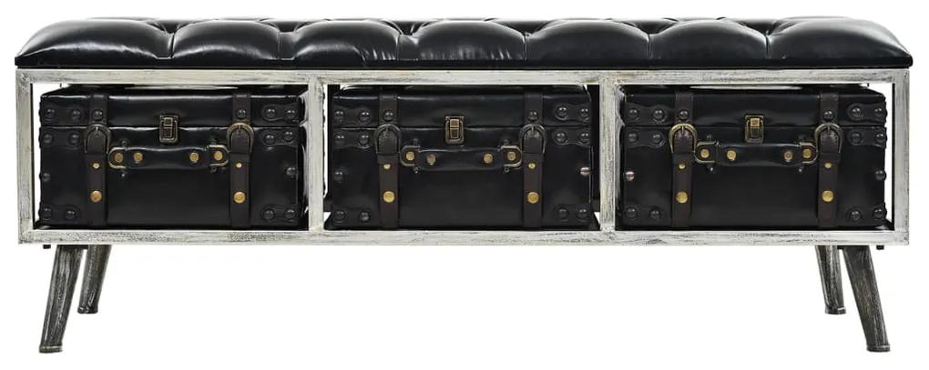 Úložná lavice 110 cm černá umělá kůže - Default Title