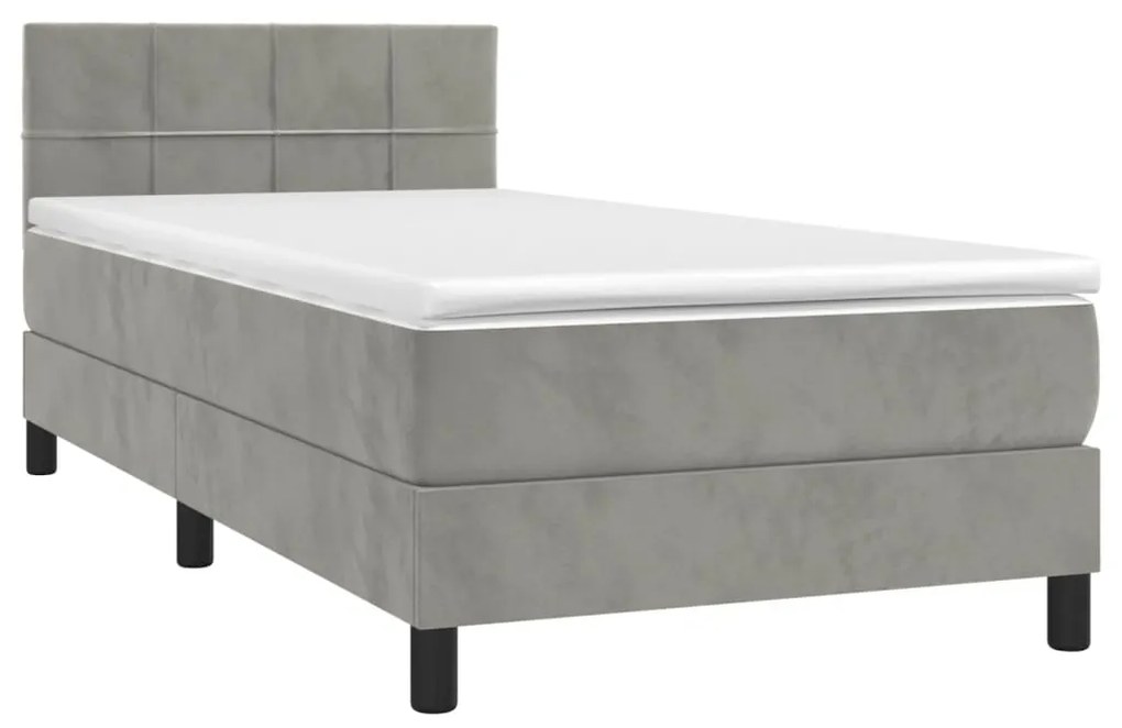Box spring postel s matrací světle šedá 90x190 cm samet,  3141275