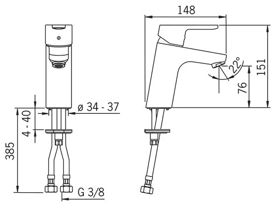 Hansa Umyvadlová stojánková páková baterie XL HANSAPRIMO bez výpusti 49372203