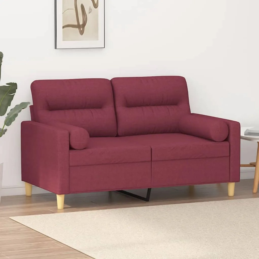 2místná pohovka s polštáři vínová 120 cm textil 3200819