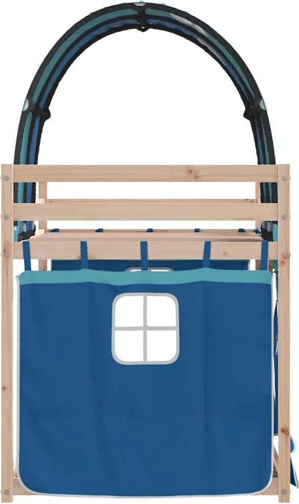 Dětská patrová postel se závěsy modrá 90 x 190 cm borovice 3283995