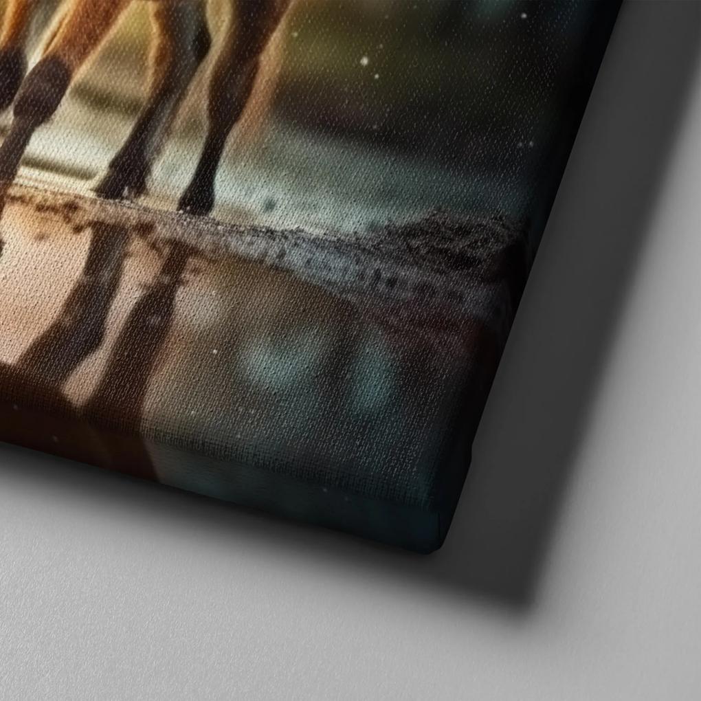 Obraz na plátně - Malý koník zvažuje kudy se vydá, hříbě na procházce FeelHappy.cz Velikost obrazu: 40 x 30 cm