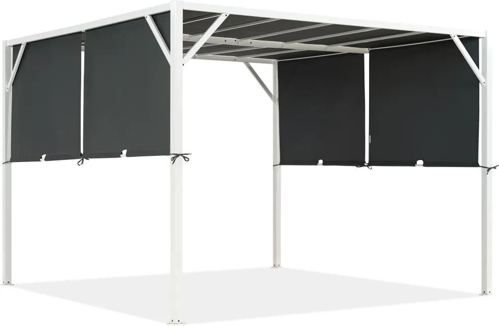 Kovová terasová pergola Santorini 3 x 3 m bílo-antracitová Garden Point