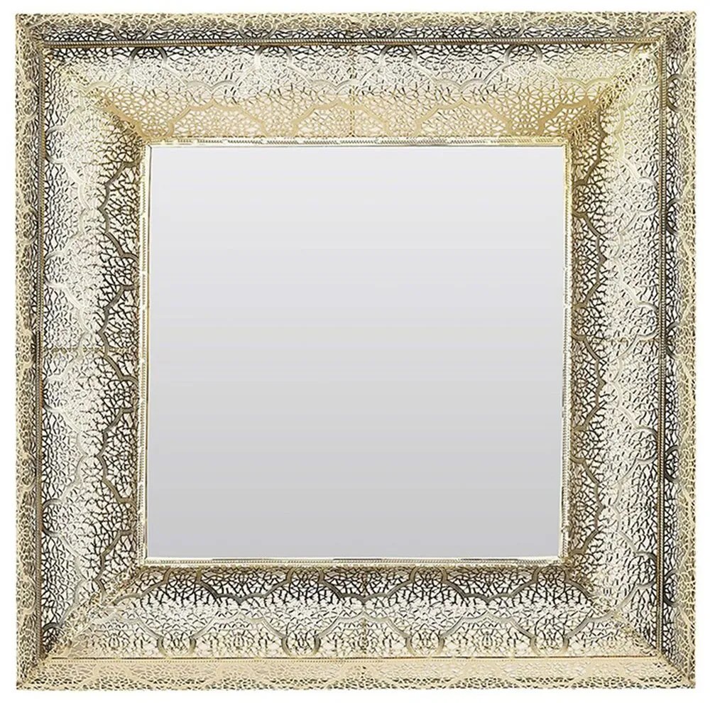 Nástěnné zrcadlo ve zlaté barvě 60 x 60 cm PLERIN Beliani