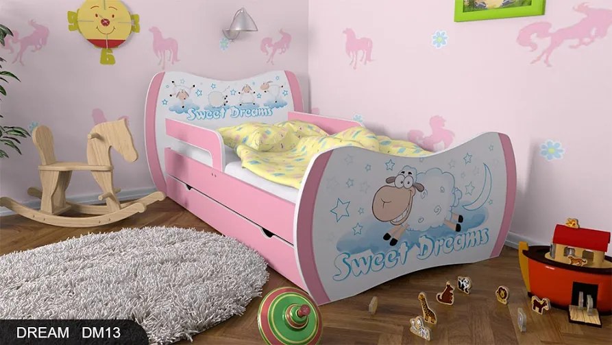 Dětská postel Dream vzor 13 160x80 cm růžová