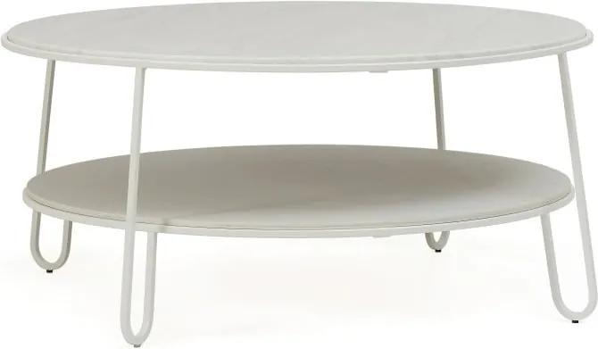 Bílý konferenční stolek s mramorovou deskou HARTÔ Eugénie, ⌀ 90 cm