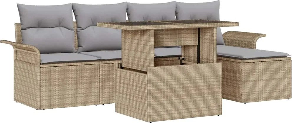 Sada zahradních pohovek 6 ks Béžová polyratan 3348266