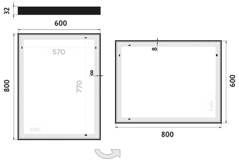 Nimco Černé LED zrcadlo 600x800 - ZPC 13002-90