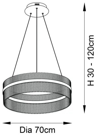 Endon 81908 - LED Stmívatelný lustr na lanku ADRIEL LED/58W/230V 3000K zlatá