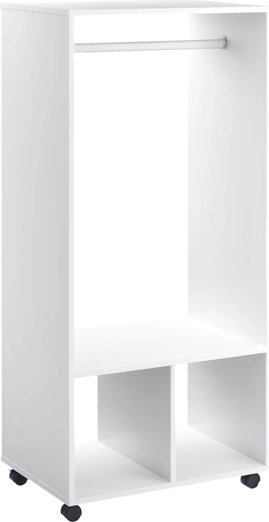 HOMCOM Skříň na kolečkách s otevřenými policemi organizátor pro oblečení 60x40x128 cm Bílá | Aosom