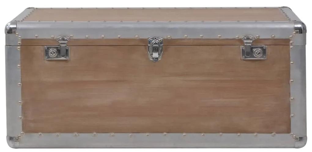 Úložný box z masivního jedlového dřeva 91 x 52 x 40 cm hnědý - Default Title