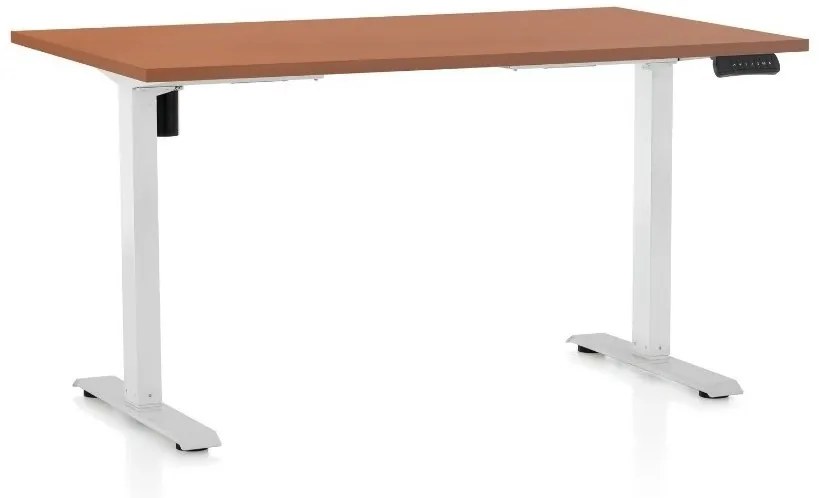 Výškově nastavitelný stůl OfficeTech B, 120 x 80 cm - bílá podnož Barva: Dub