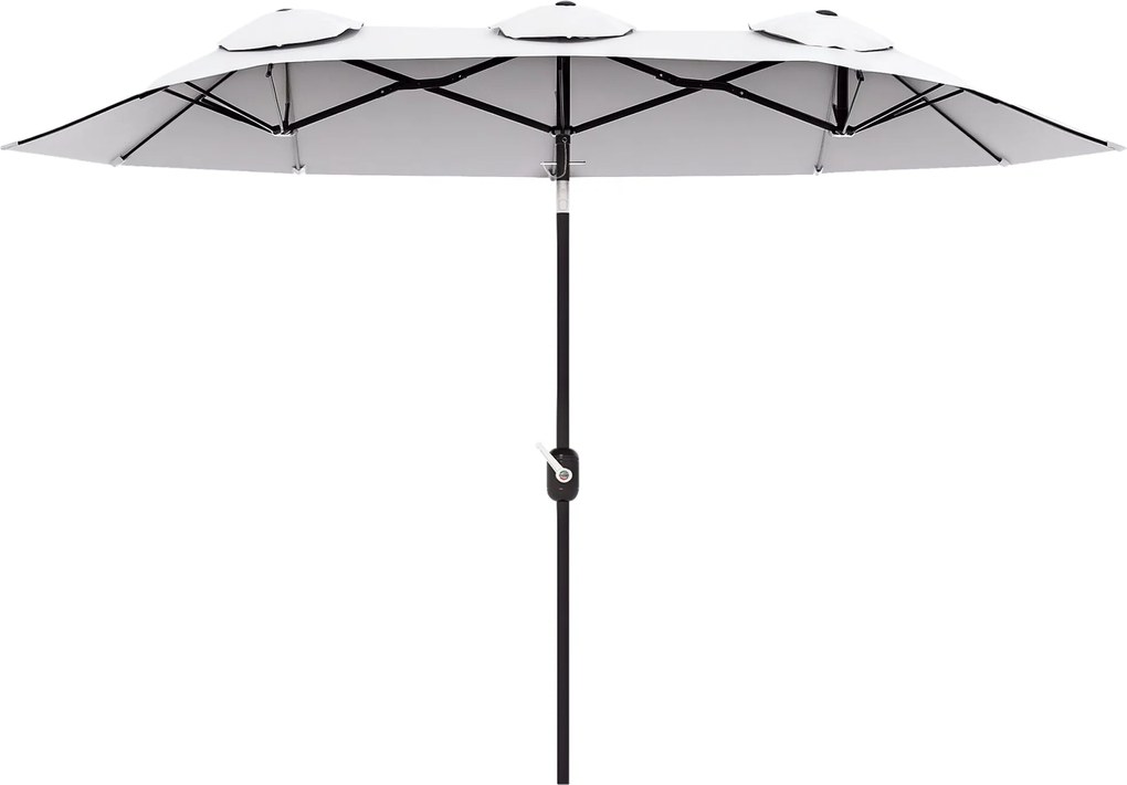 Dvojitý zahradní slunečník Outsunny s naklápěním o 45° a 3 větracími otvory, venkovní slunečník z oceli a polyesteru, 295x152x222 cm, krémový | Aosom