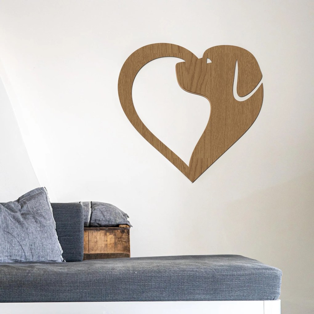 dřevo života Dřevěný obraz PSÍ LÁSKA Zvolte rozměr (cm): 40x38, Zvolte barvu dekoru: Ořech