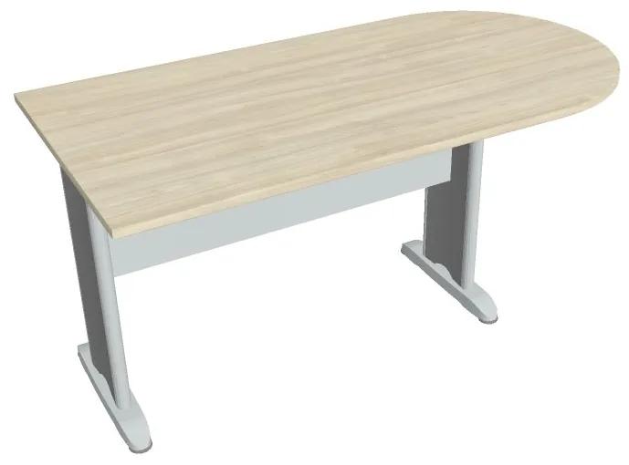 Stůl jednací oblouk 160 cm - Hobis Cross CP 1600 1 Dekor stolové desky: akát, Dekor lamino podnože: šedá, Barva nohou: Stříbrná