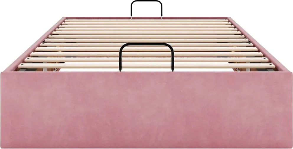 Osmanský rám postele bez matrace růžová 90x190 cm samet 3310936