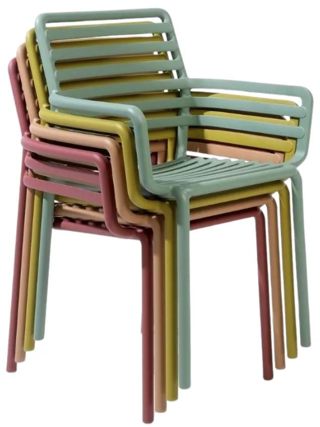 Světle zelená plastová zahradní židle Nardi Doga s područkami