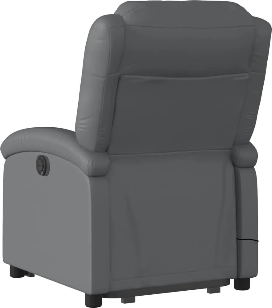 Zvedací masážní polohovací křeslo šedé umělá kůže 3204236