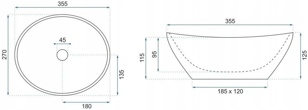 Keramické umyvadlo na desku REA SOFIA Mini 35x27, mramor