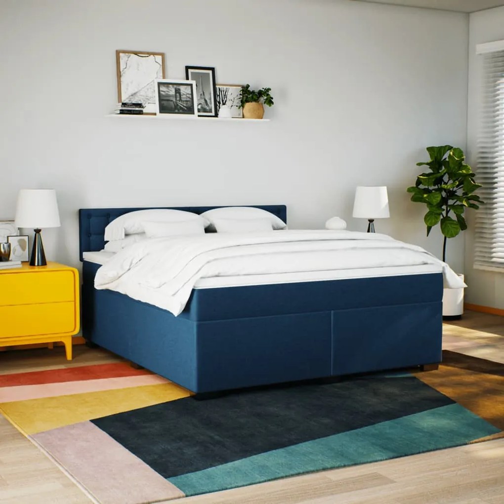 Box spring postel s matrací modrá 180x200 cm textil 3288287