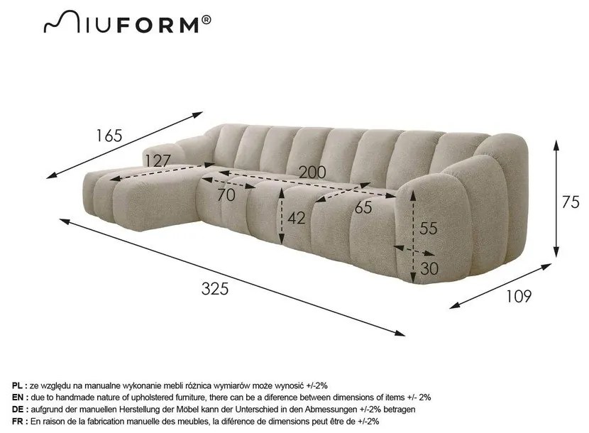 Tmavě zelená rohová pohovka (levý roh/s lenoškou) Shell – Miuform