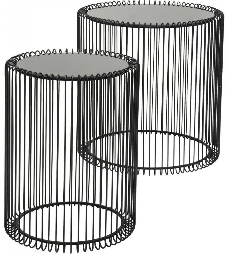 KARE DESIGN Set dvou černých kovových odkládacích stolků Wire 44/32,5 cm