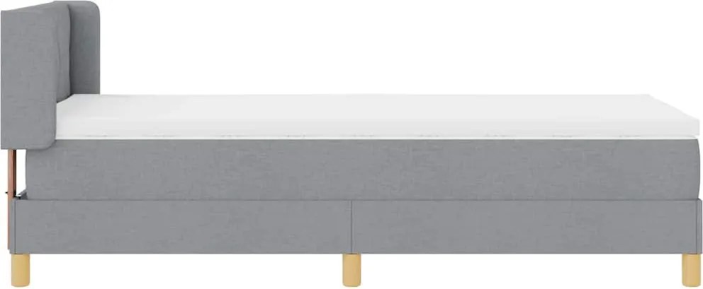 Postel s boxspringem s čelo Světle šedá 190 x 90 cm textil 3341328