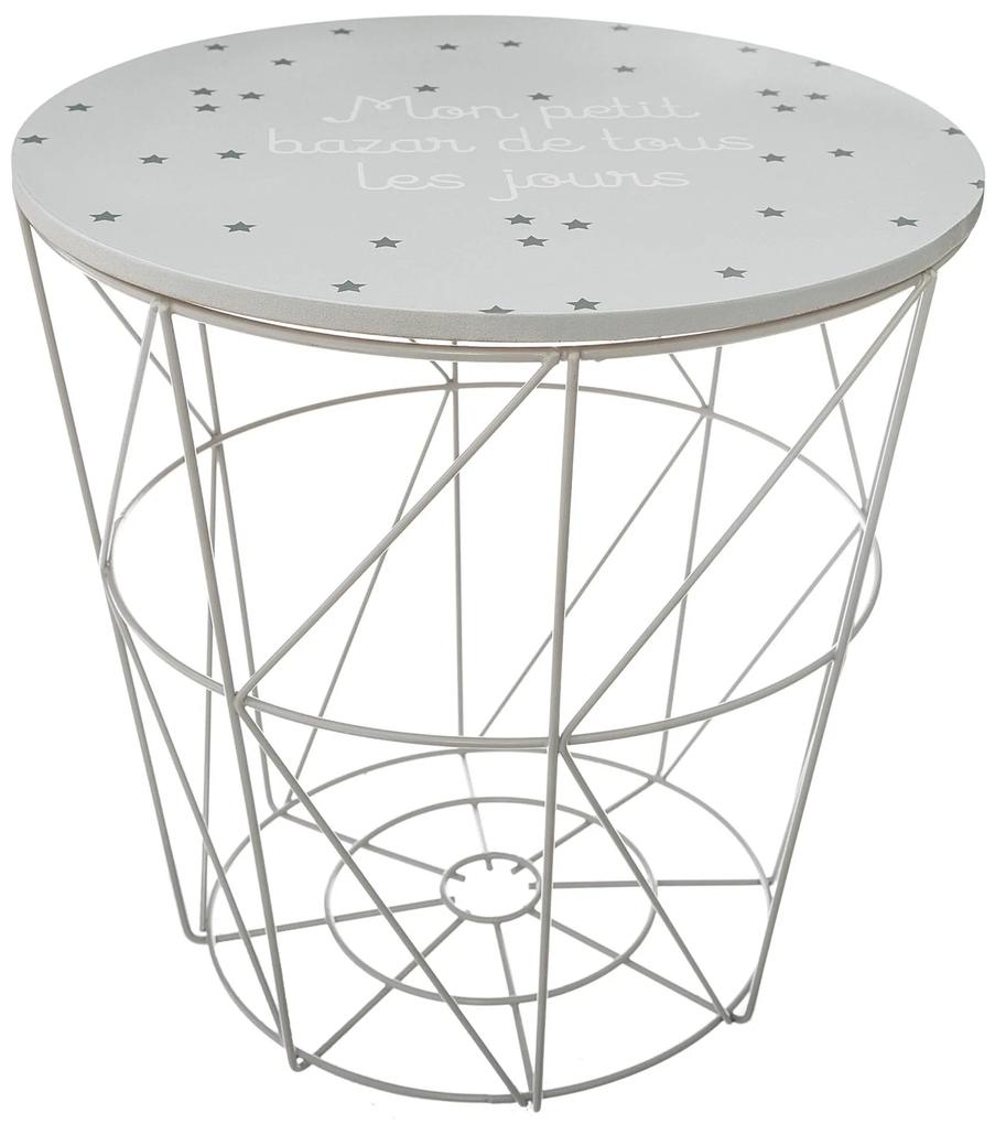 Kulatý dětský stolek KUMI s úložným prostorem, O 30 cm, šedá