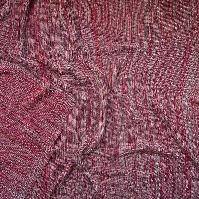SCANquilt pletený pléd MELANGE LUREX melír červenostříbrná střední 130 x 200 cm