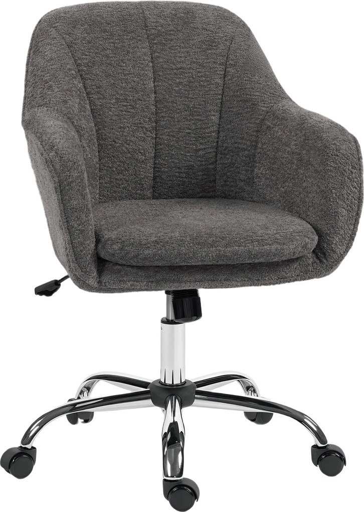 HOMCOM ergonomická kancelářská židle z jemného flanelu — otočná, výškově nastavitelná, prohnuté čalounění, houpací funkce, šedá | Aosom