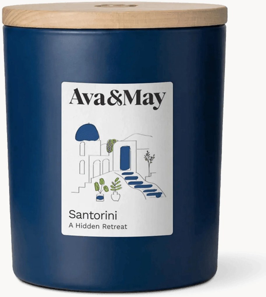 Vonná svíčka Santorini (rozmarýn, tonka fazole a cedr)