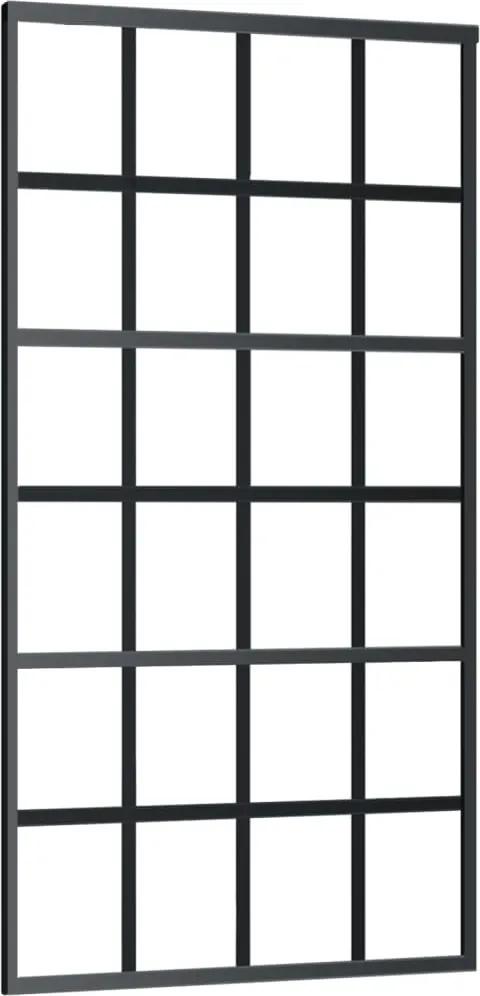 vidaXL Posuvné dveře ESG sklo a hliník 102 x 205 cm černé [151022]