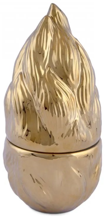 Dóza FLAME - design RUDOLF RUSŇÁK, porcelán, zlatá, 9,5 x 21 cm