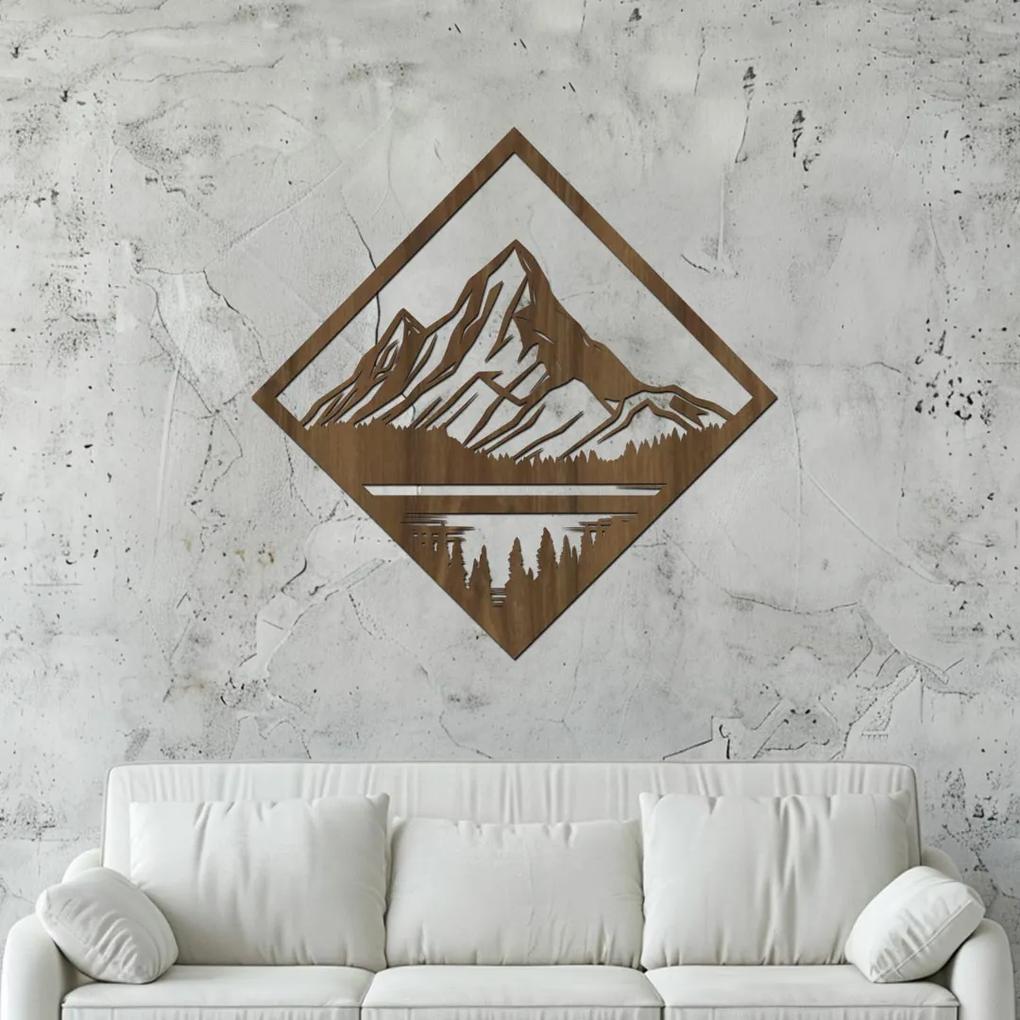 dřevo života Dřevěný obraz Pohled na hory Rozměry (cm): 60x60, Barevný vzor: Buk