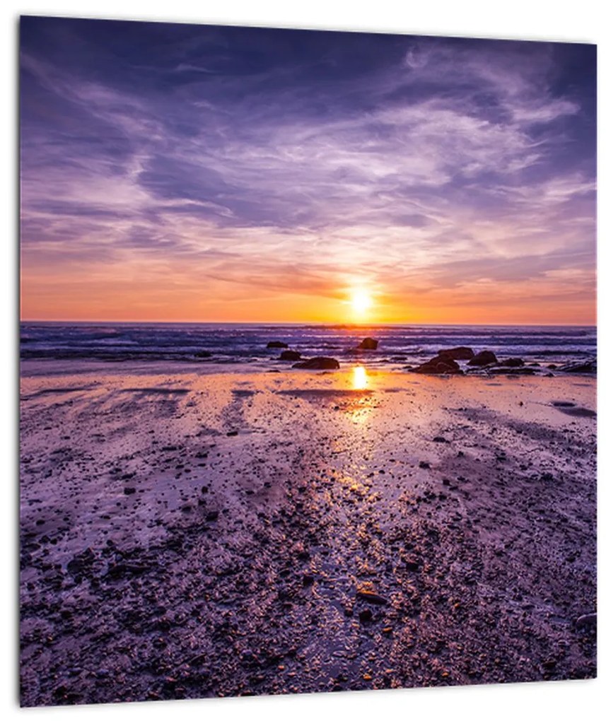 Obraz pláže - západ slunce (30x30 cm)